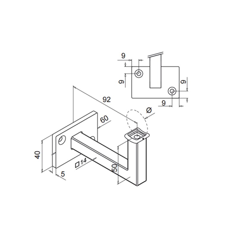 Handrail Wall Bracket-Square Line