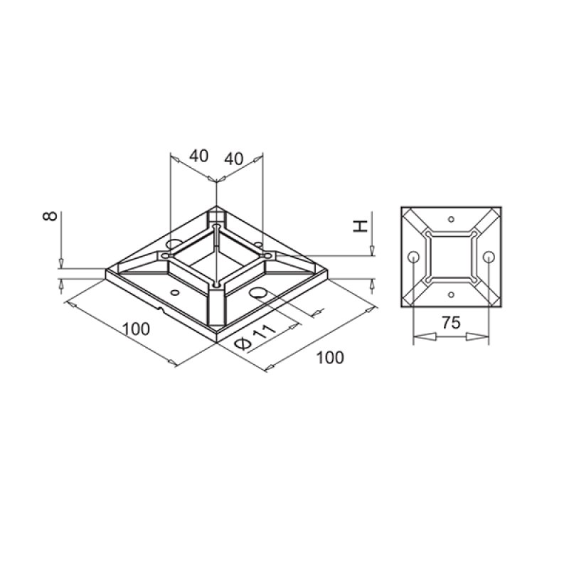 Square Post-Base Plate