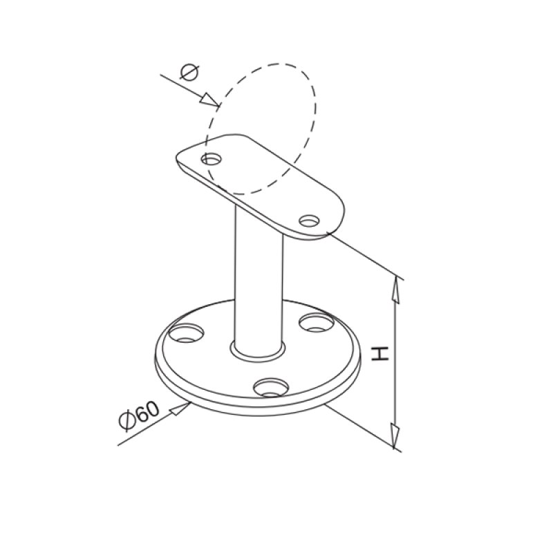 Handrail Flange Support- For Tube