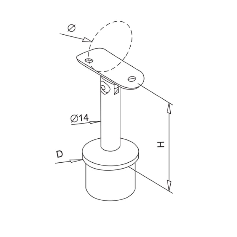 Adjustable Handrail Support Tube-Tube