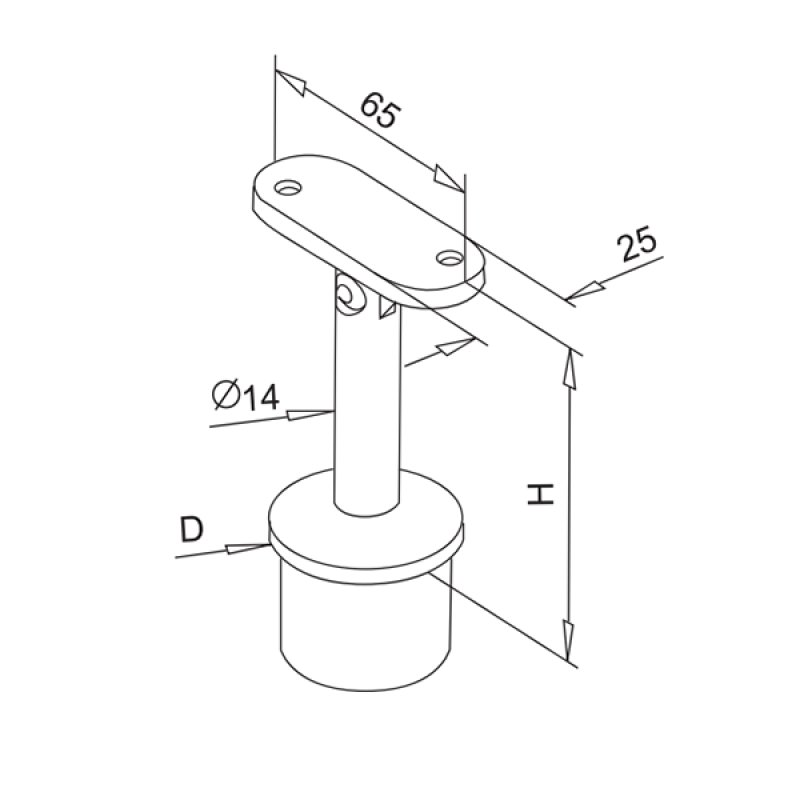 Adjustable Handrail Support Flat-Tube