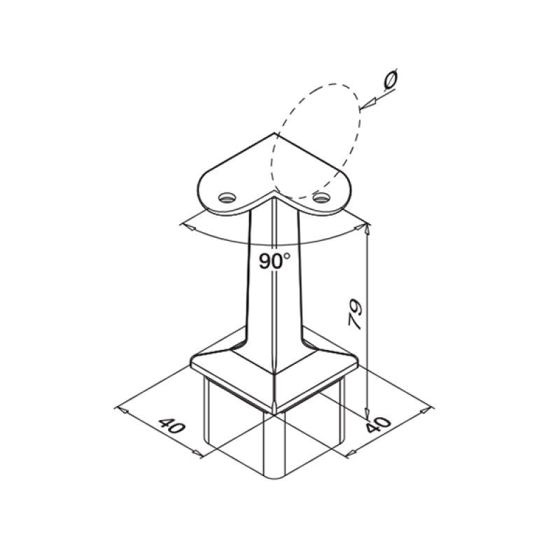 90 Degree Handrail Support-Square